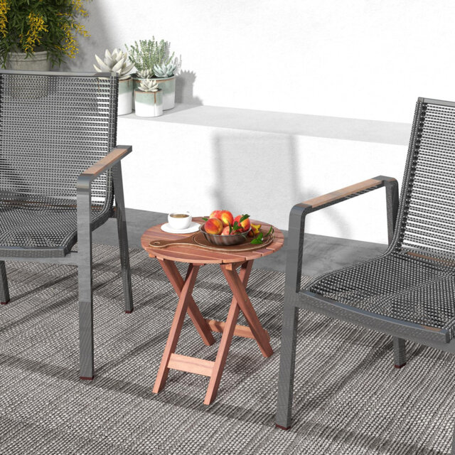Folding Side Table, Solid Acacia Wood Small Garden Coffee Table ...