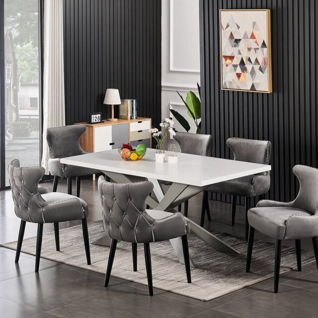 Ricky 6 Person Dining set - a Rectangular Wooden Dining Table with ...