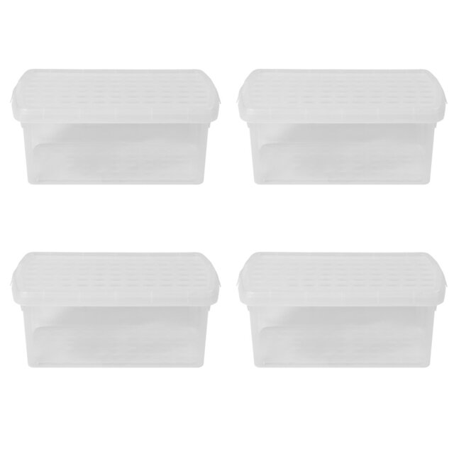 Wham Clip 4x 14L Rectangular Plastic Storage Boxes with Secure Clip ...