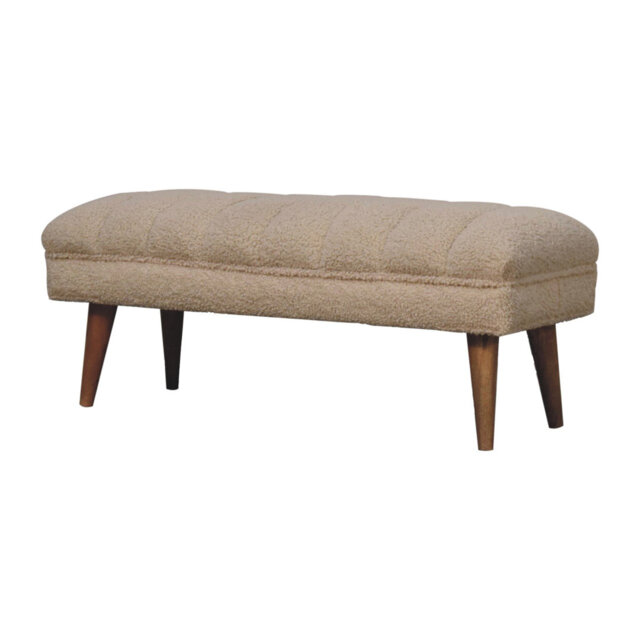 Cream Boucle Puffer Bench by Wayfair | ufurnish.com