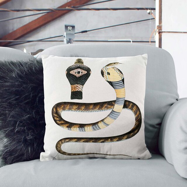Banded Cobra Capella Snake by John Edward Gray Cushion with Filling by ...