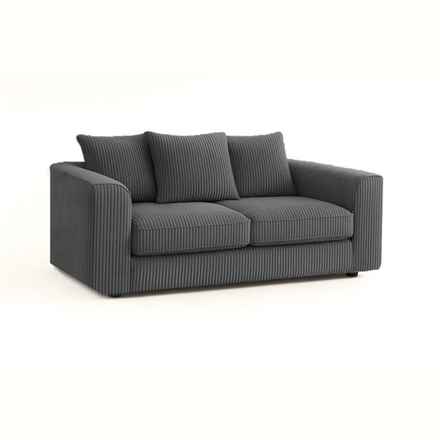 2 Seater Jumbo Cord Sofa – Modern Low Back Fabric Couch With Fixed ...