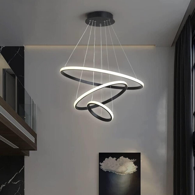 Modern 3-Ring LED Ceiling Chandelier – Adjustable Round Light for ...