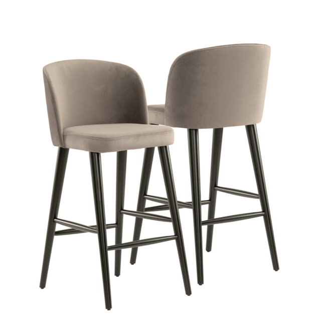 Nova Breakfast Bar Stool - Grey Velvet by Wayfair | ufurnish.com