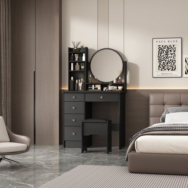 Benenson Dressing Table with Mirror by Wayfair | ufurnish.com
