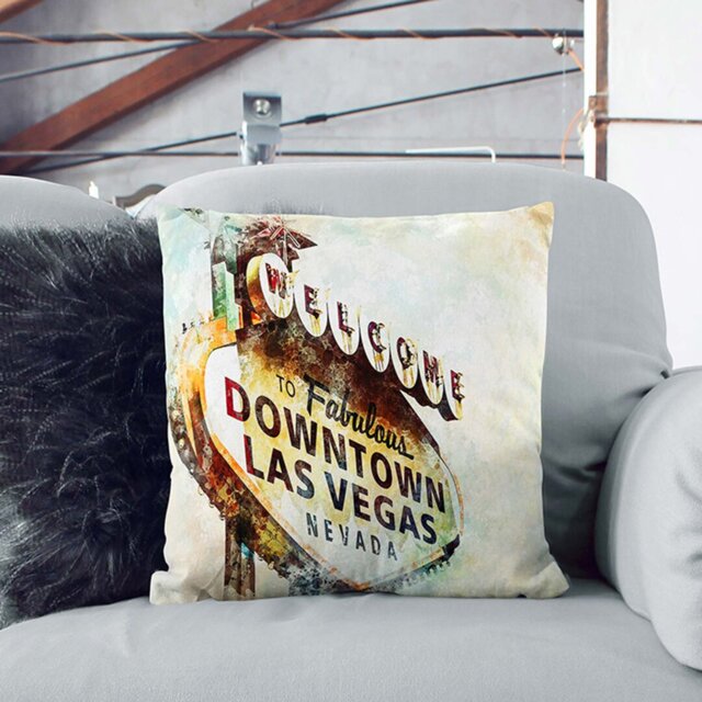 Downtown Las Vegas Sign in Abstract Cushion with Filling by Wayfair ...