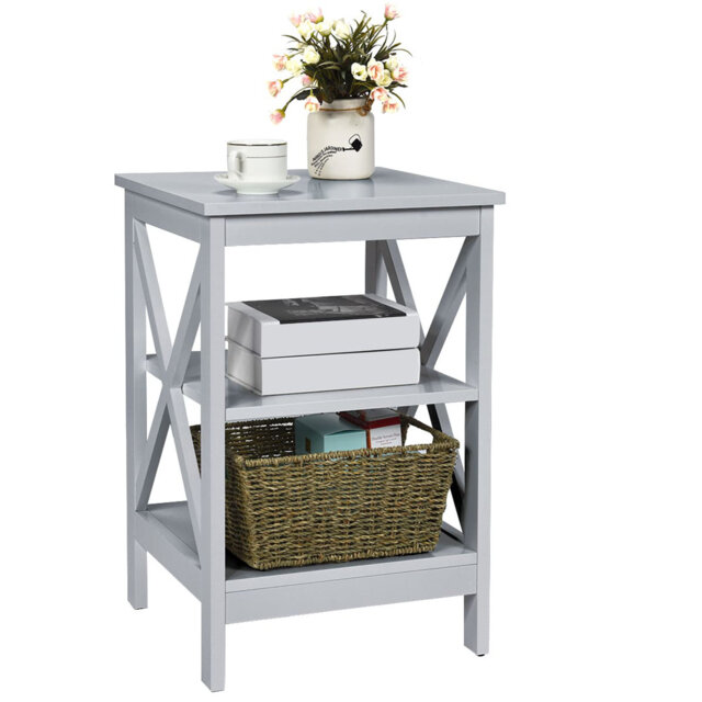 3-Tier Nightstand Side Table X-Design End Table Bed Side Table-Grey by ...