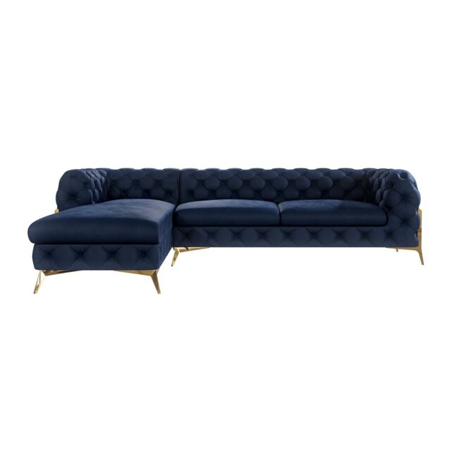 Corner sofa with ottoman Chesterfield Anca with golden metal feet by ...