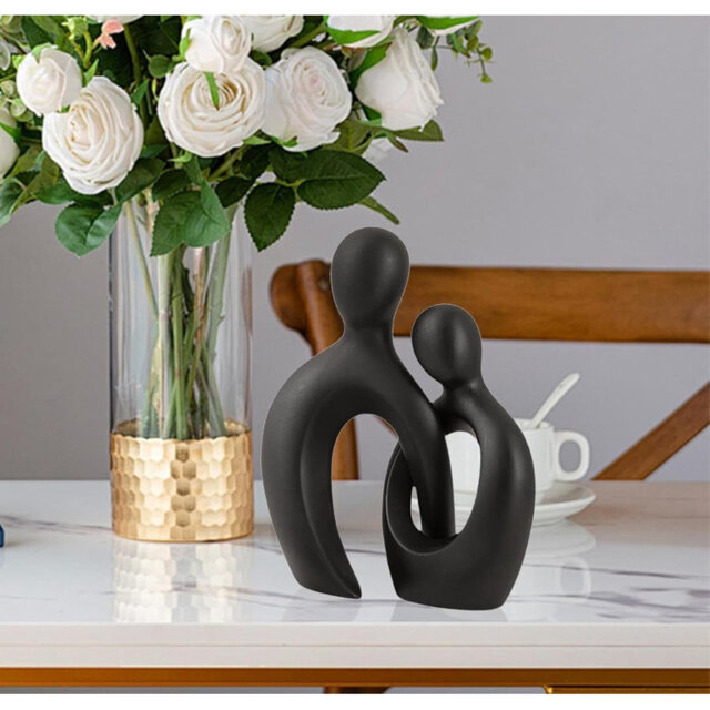 Romantic Ceramic Couple Sculpture - Modern Abstract Lover Statue for ...