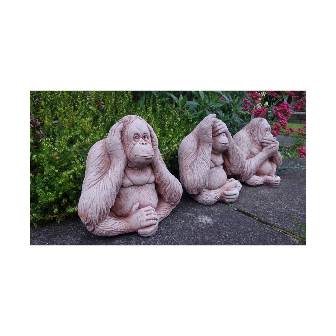 Pinkerton 3 Piece Wise Monkey Speak See Hear No Evil Stone Garden ...