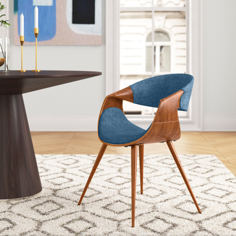 Tuohy Mid-Century Open Back Dining Chair in Fabric Upholstery and ...