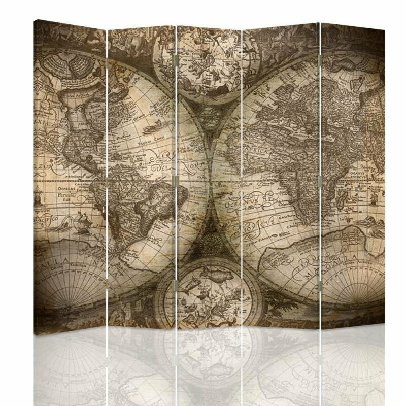 Canvas Ancient World Map 5 Panel Room Divider by Wayfair | ufurnish.com
