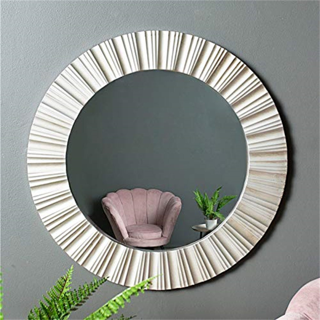 Ornate Round Silver Wall Mirror by Wayfair | ufurnish.com