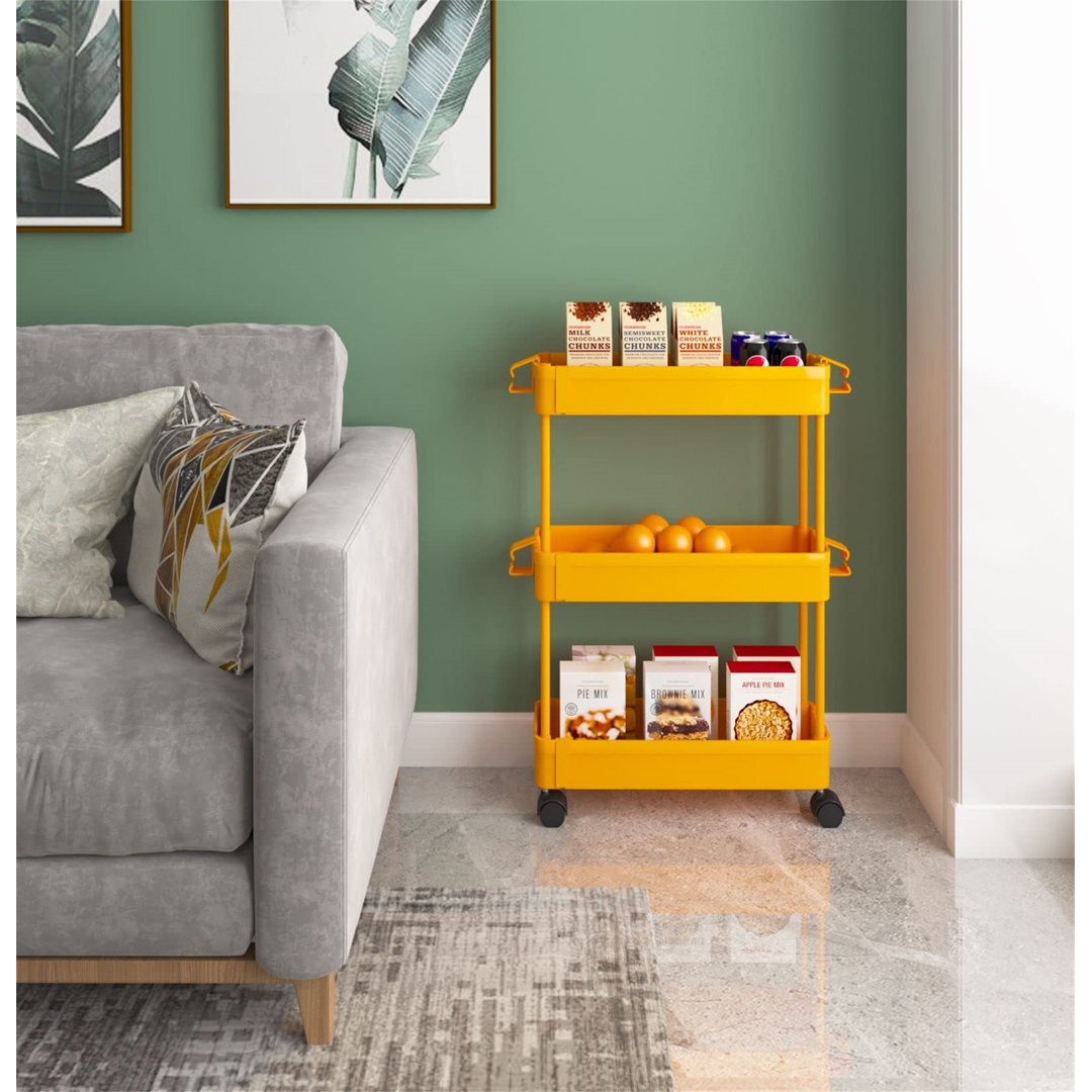 3-Tier Slim Storage Trolley With Rolling Wheels, Standing Shelf Unit ...