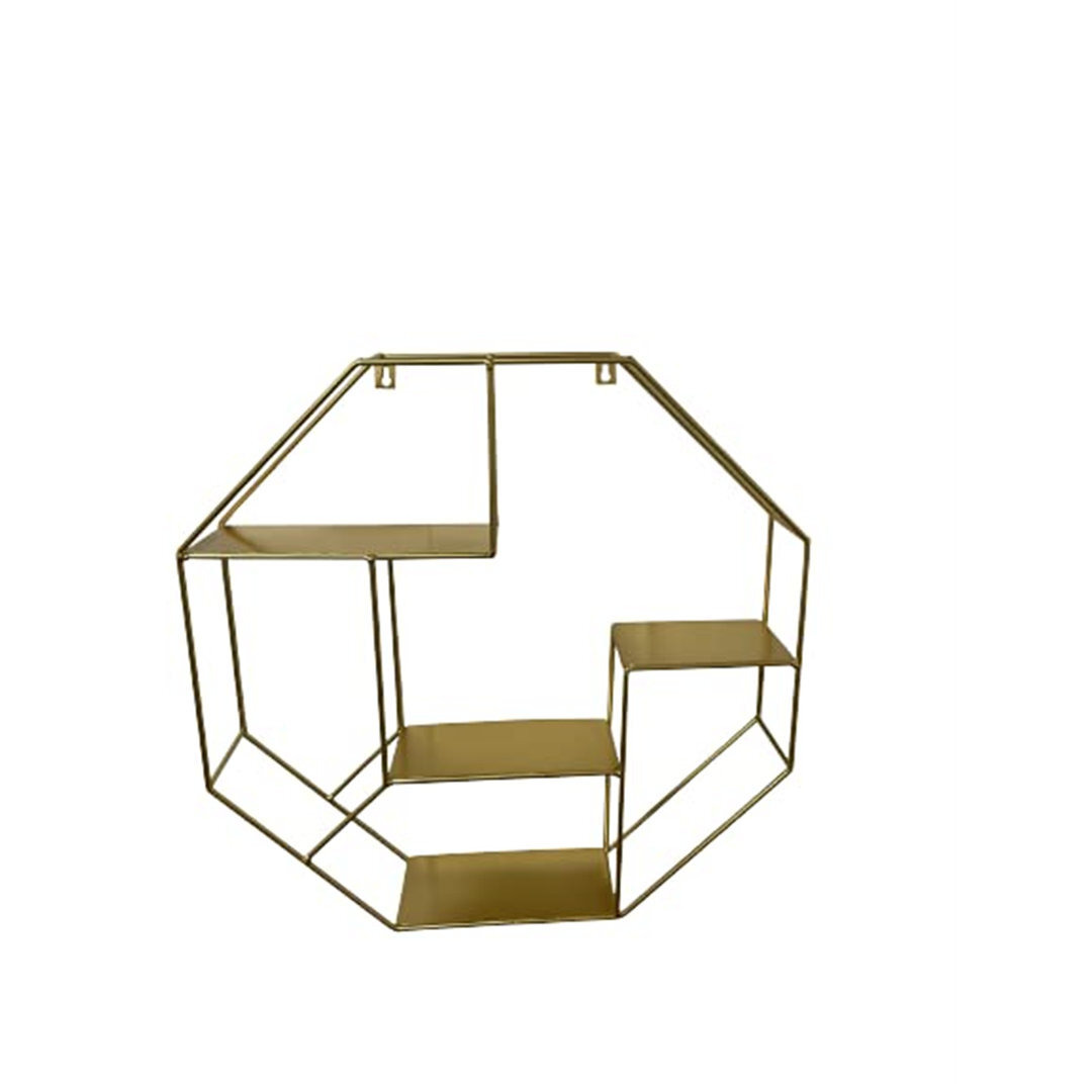 Floating Shelf Hexagonal Shelves - Metal Decorative Wall Mount Storage ...
