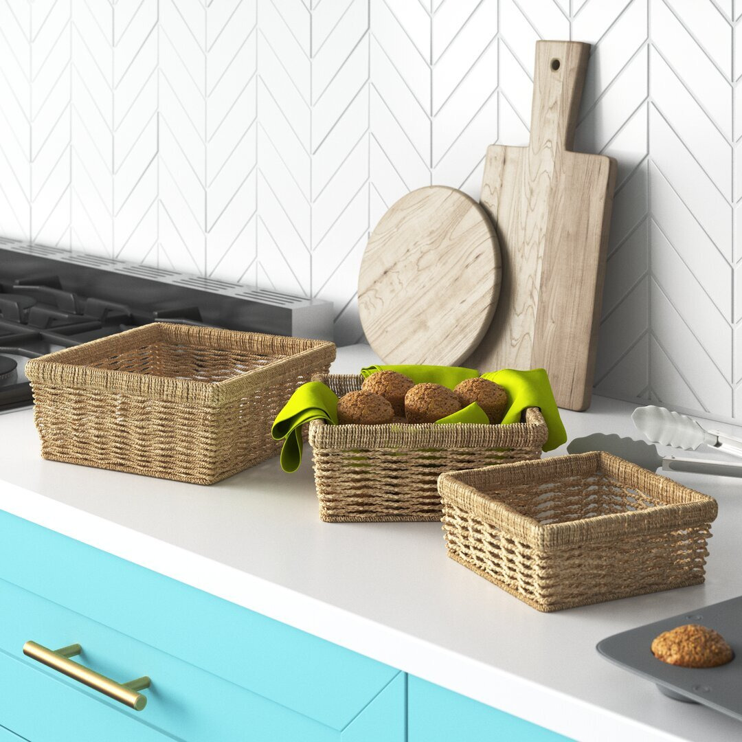 Aghaboy Seagrass Square Basket 3 Piece Set by Wayfair | ufurnish.com