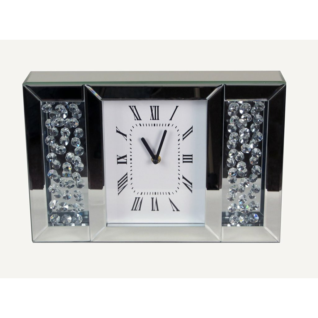 Howard Rectangle Floating Crystal Jewel Diamante Analog Mantle Clock by ...