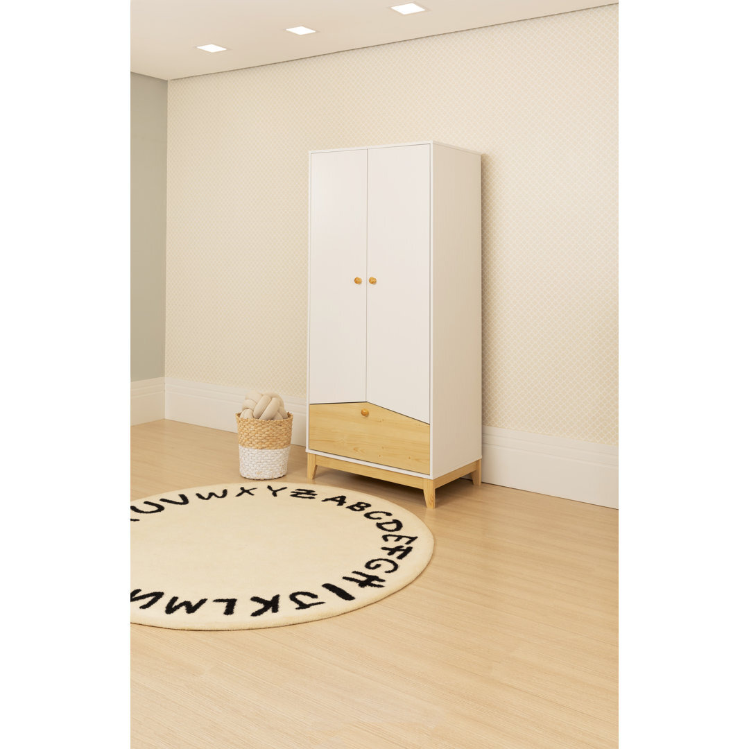 Cody 2 Door 1 Drawer Wardrobe - White/Pine Effect by Wayfair | ufurnish.com