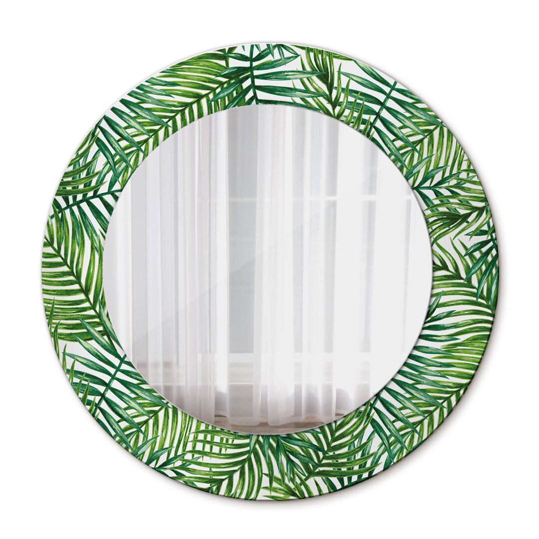 Huldar Round Glass Framed Wall Mounted Accent Mirror in Green by ...