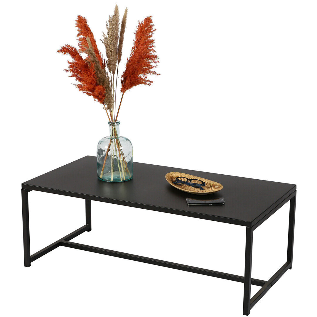 Large Modern Coffee Table Black Metal 100Cm Rectangle Table Home Living ...