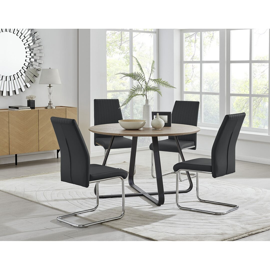 Sandy Classic Dining Table Set with 4 Upholstered Faux Leather Dining ...