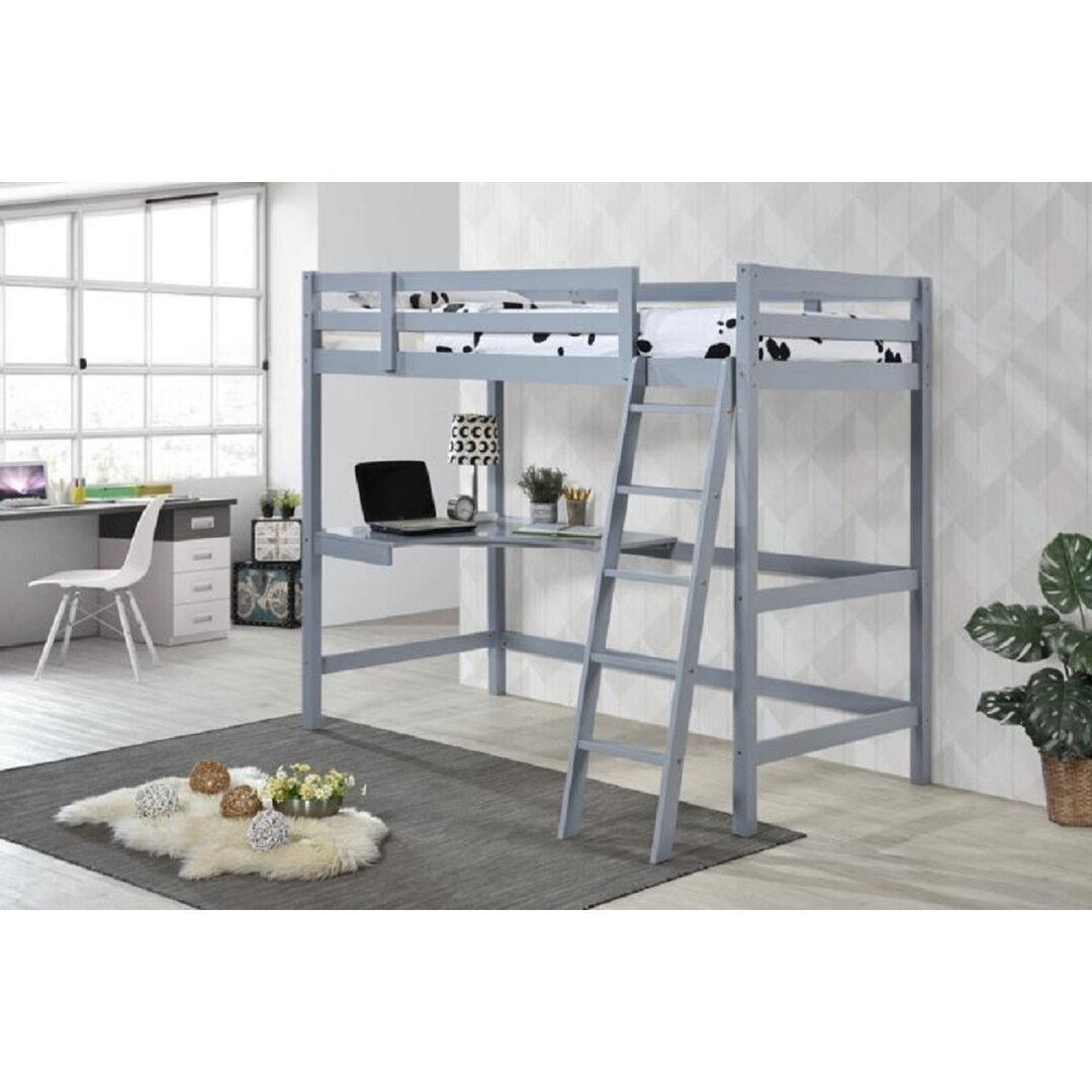 Heanor Single (90 X 190Cm) Bed Frame High Sleeper Loft Bed with Built ...
