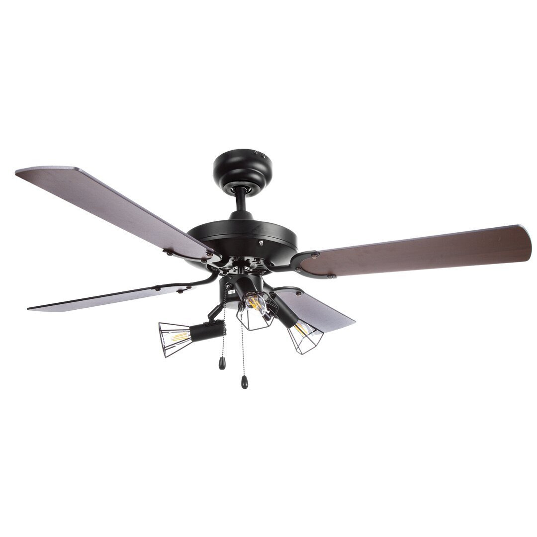 105cm Nazlini 4 - Blade Ceiling Fan with Pull Chain and Light Kit ...