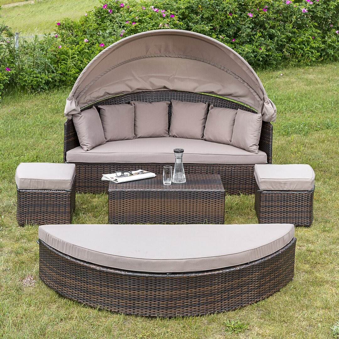 Doyt 180cm Wide Outdoor Wicker Garden Daybed with Cushions by Wayfair ...