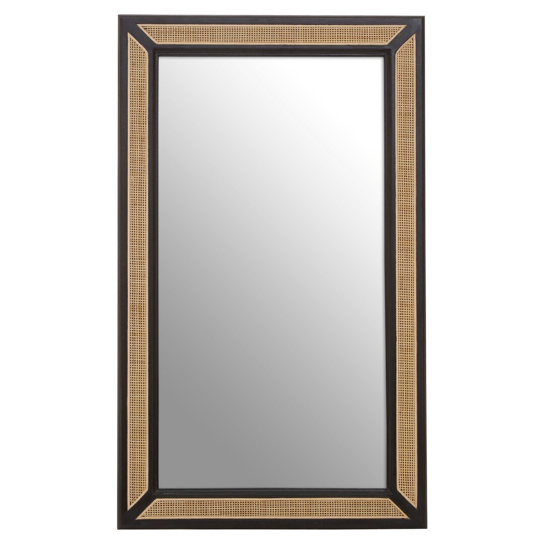 Cannelle Rattan Framed Wall Mounted Accent Mirror in Black/Natural by ...