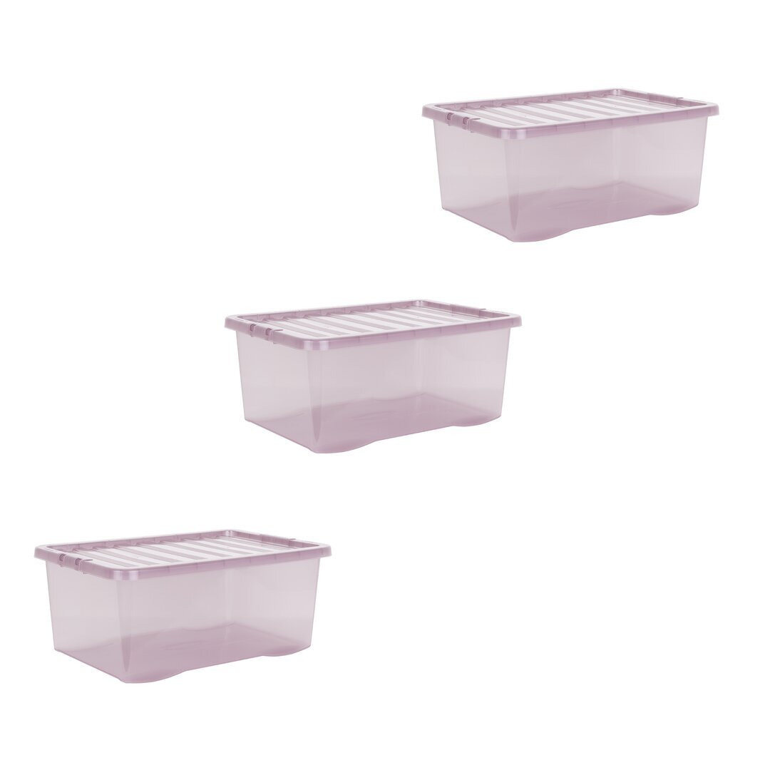 Wham Crystal 45L Plastic Storage Box & Lid Tint Dusky Orchid (Pink) by ...