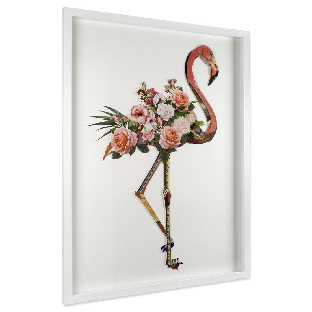 3D Collage Picture ''Flamingo with Flowers'' Wall Décor by Wayfair ...