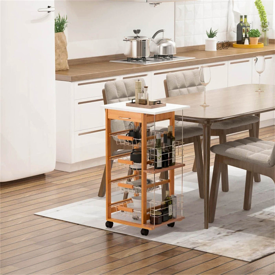 Emily-Elizabeth 47 Cm' Solid Wood Kitchen Trolley with Locking Wheels ...