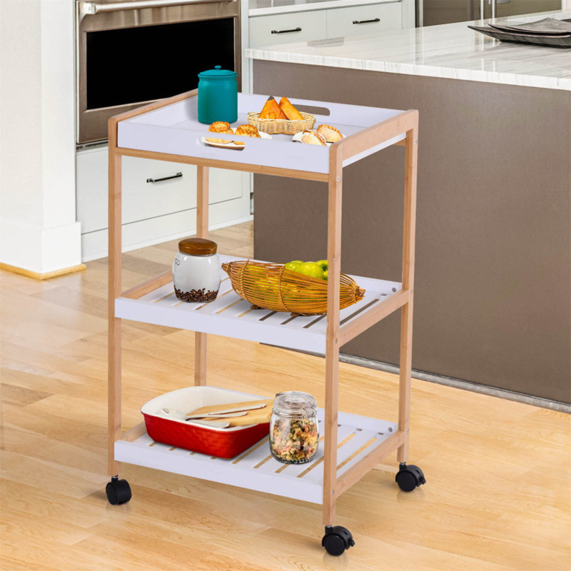 Feyre 46 Cm' Solid Wood Kitchen Trolley Kitchen Island with Locking ...