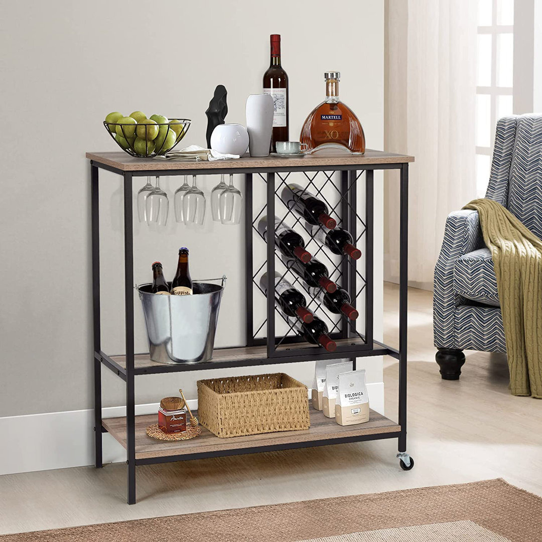 Industrial Wine Rack Table - Console Table With Wine Rack & Glass ...