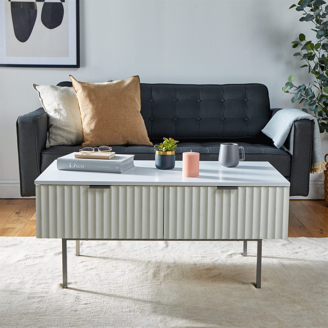 White Coffee Table With Storage - Modern 2 Drawer Coffee Table For ...