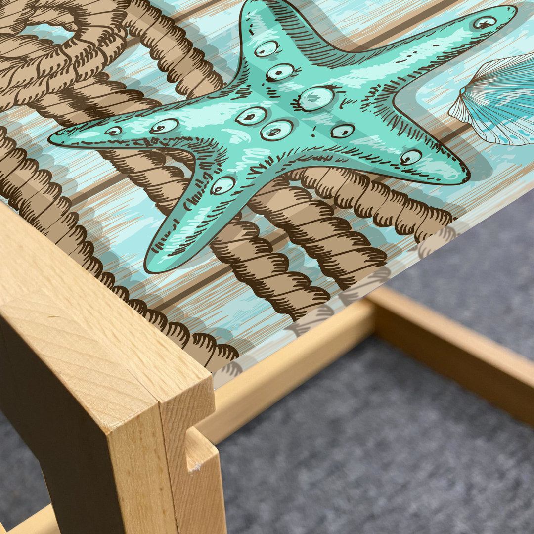 Starfish Coffee Table, Summer Season Sea Travel Retro Boards Of Ship ...