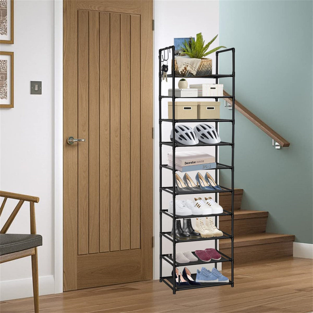 10 Tier Shoe Rack, Tall Shoe Rack Metal Narrow Shoe Rack Non-Woven ...