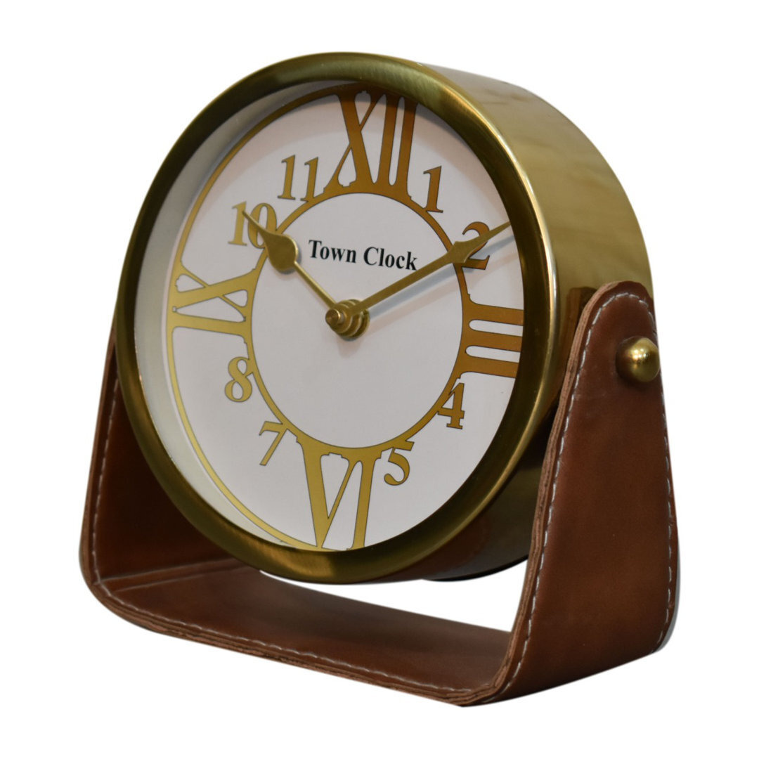 Analog Electric Tabletop Clock in Gold/Brown by Wayfair | ufurnish.com