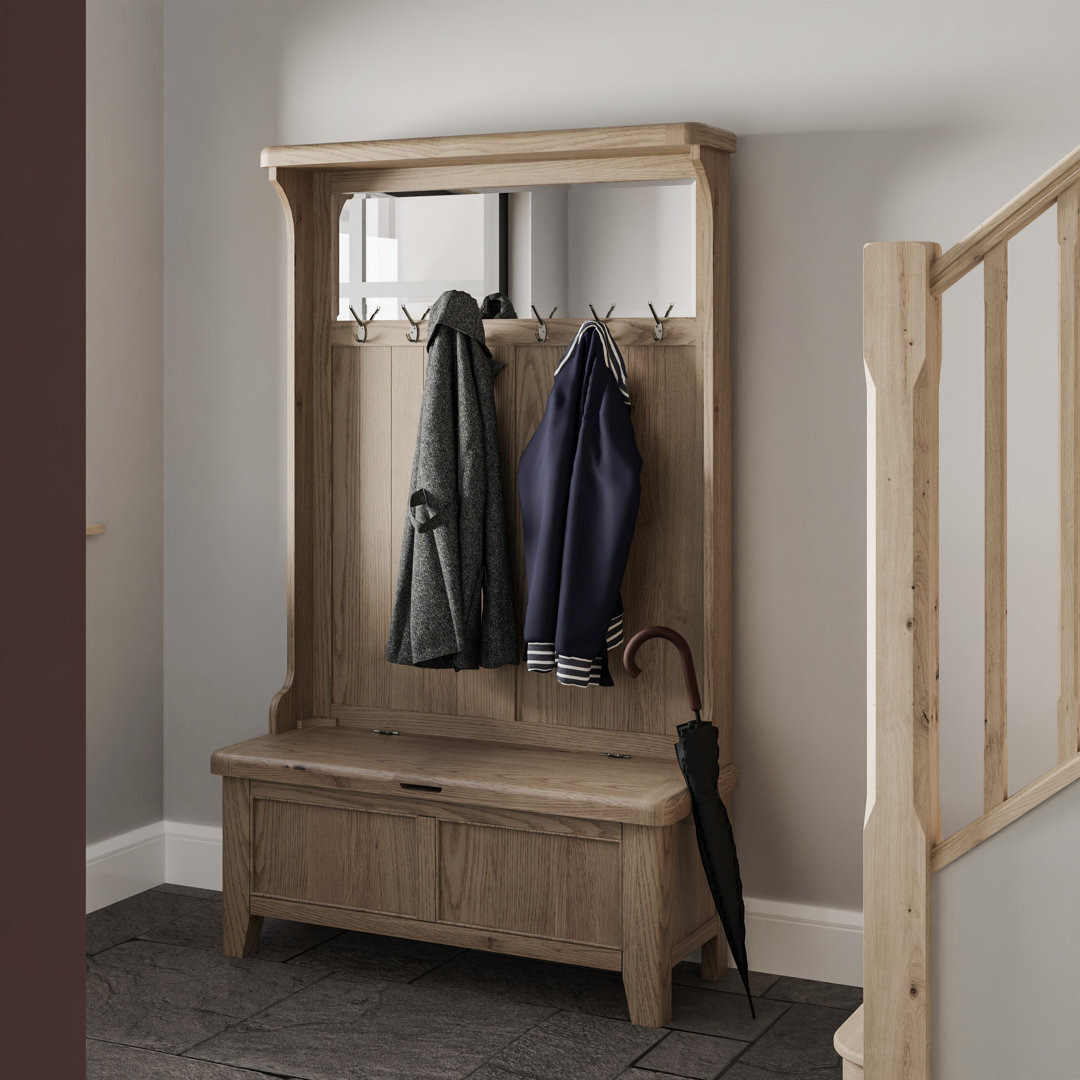 Foran Oak Solid Wood Hall Tree with Bench and Shoe Storage by Wayfair ...