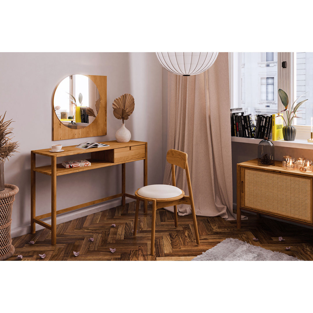 Jonae Oval Solid Wood Framed Wall Mounted Vanity Mirror in Brown by ...