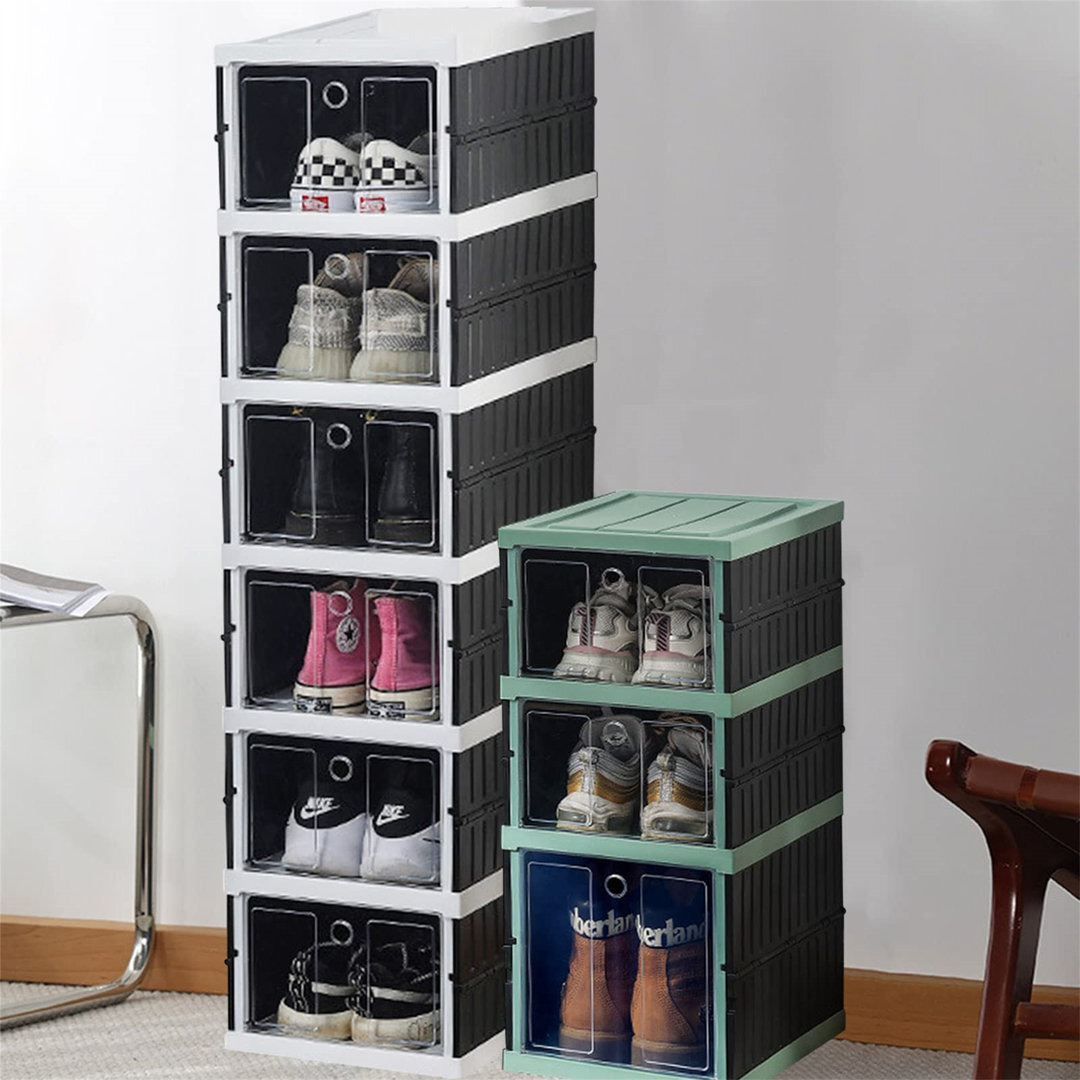 Foldable Shoe Rack 3 Tier Shoe Storage Box Quick Assembly No Tools ...