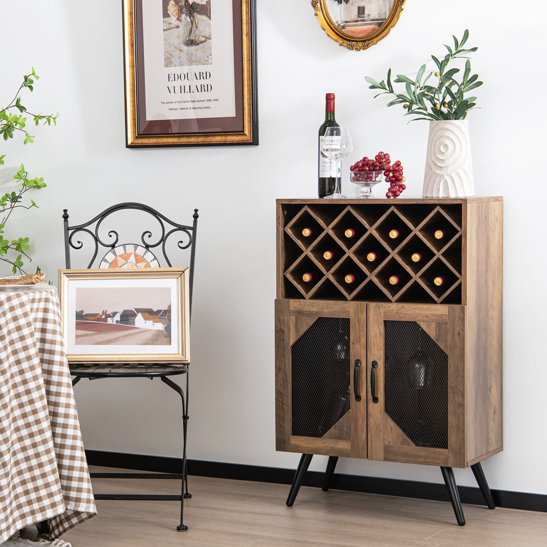 Sideboard With Removable Wine Rack, Mesh 2-Door Kitchen Cabinet With ...