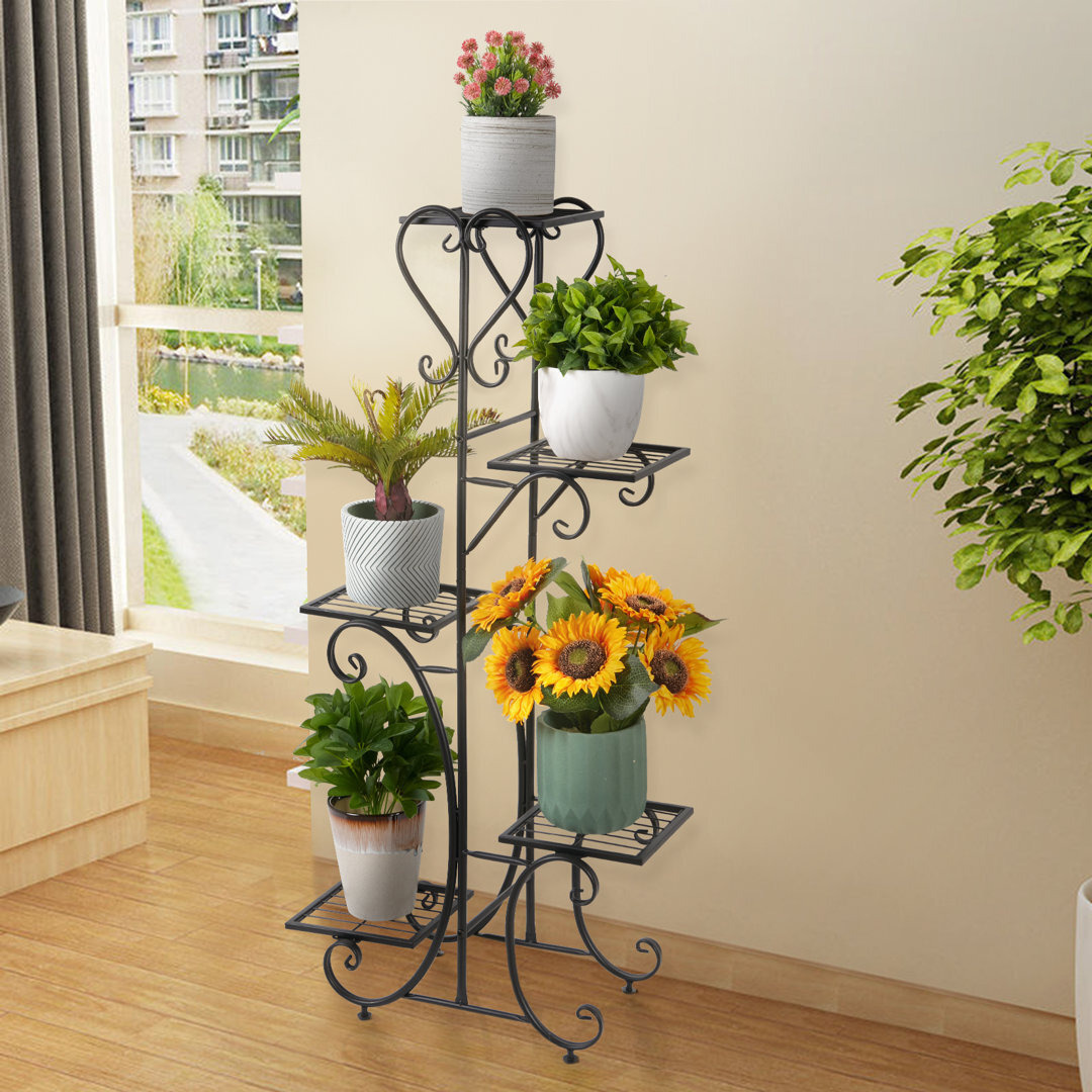 5 Tier Metal Plant Stand Black Flower Pot Display Rack Wrought Iron ...