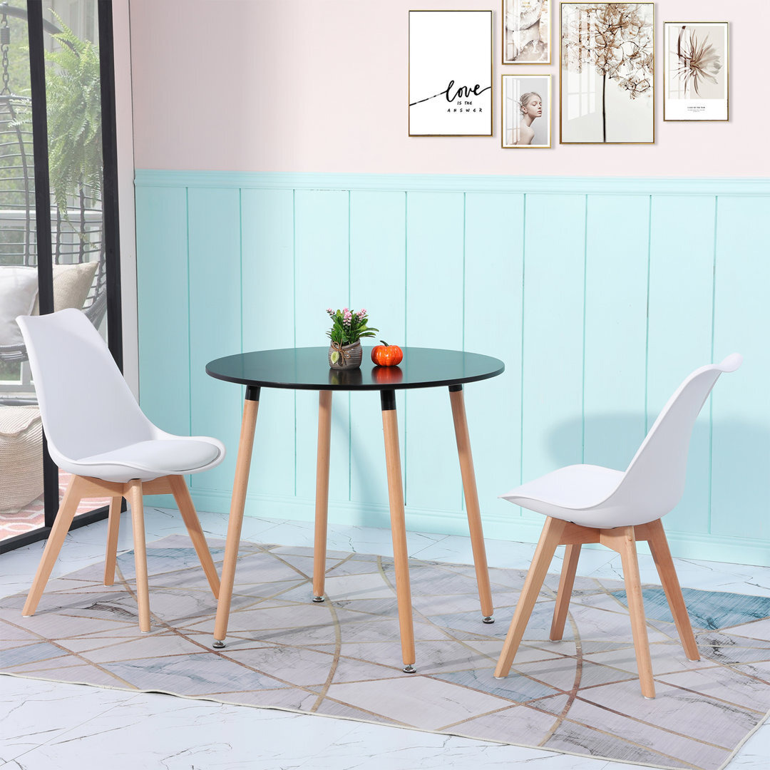 4 Legs Round Dining Table Set (3PCS), White by Wayfair | ufurnish.com