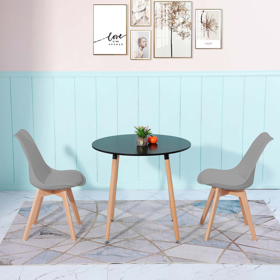 4 Legs Round Dining Table Set (3PCS), White by Wayfair | ufurnish.com