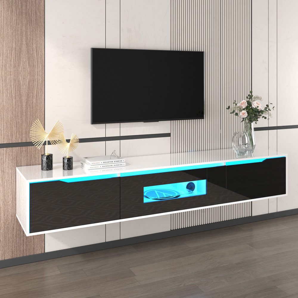 High-Gloss TV Cabinet/Media Console With Colour-Changing LED Lights by ...