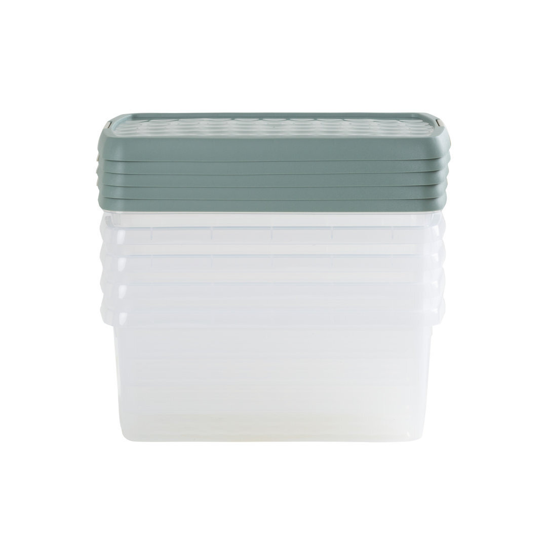 Wham Clip 5x 30L Rectangular Plastic Storage Boxes with Secure Clip ...
