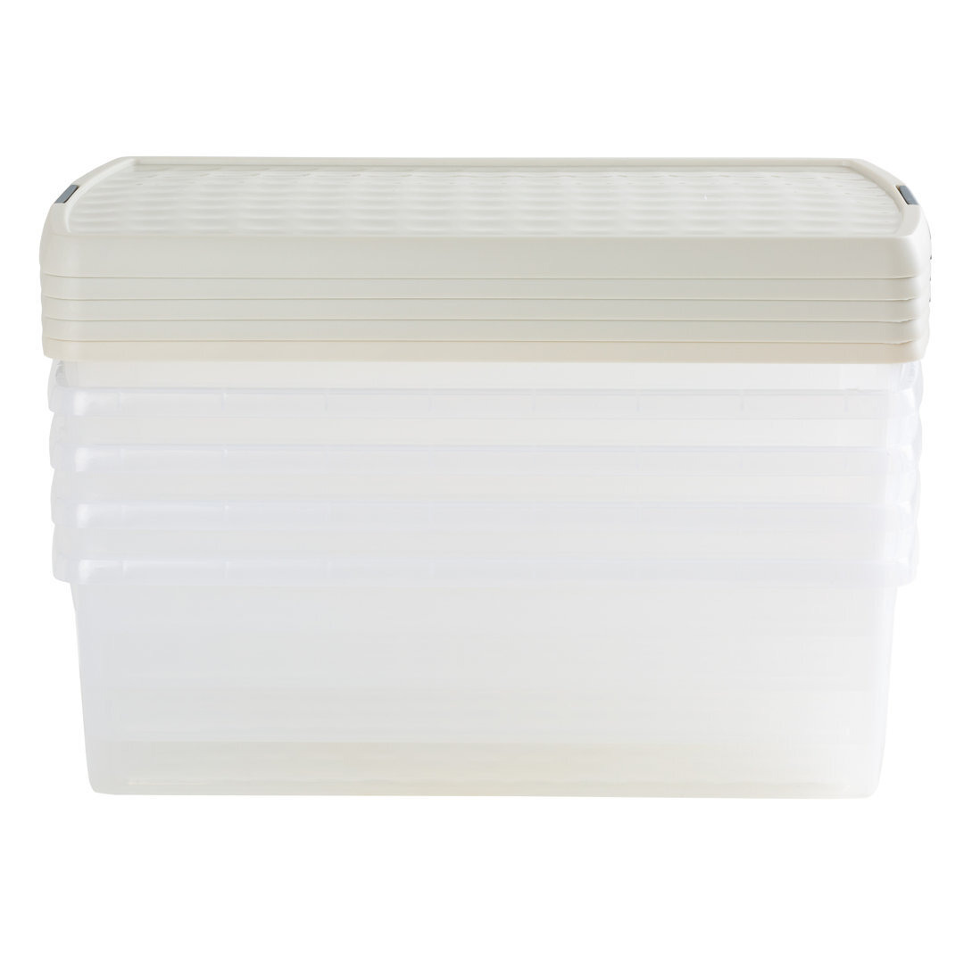 Wham Clip 5x 30L Rectangular Plastic Storage Boxes with Secure Clip ...