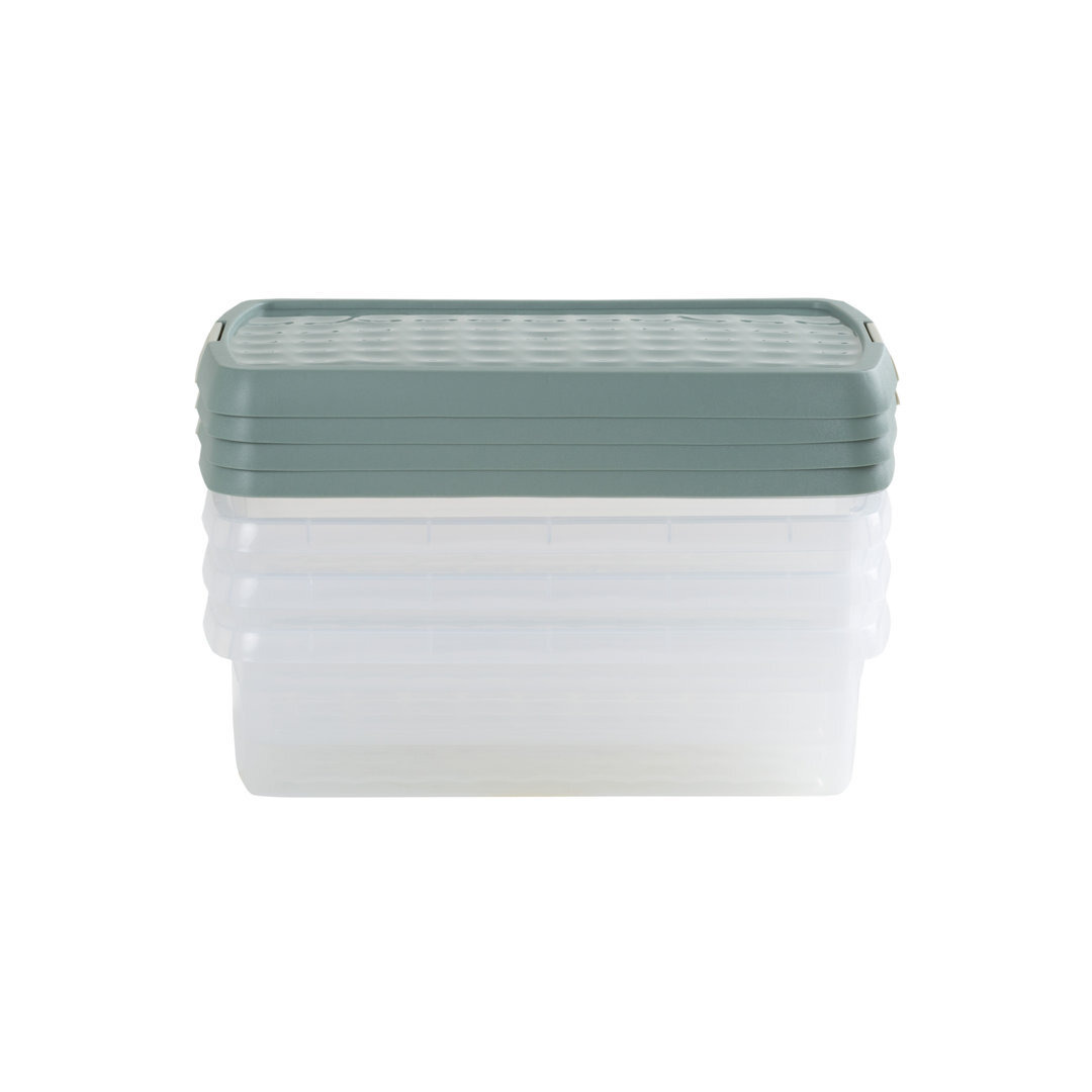 Wham Clip 4x 7L Rectangular Plastic Storage Boxes with Secure Clip Lock ...