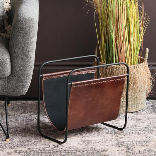 Belgravia Magazine Rack - Brown Leather - Black - Where Saints Go by ...